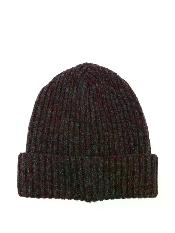 Agnona Ribbed Knit Beanie Hat - Red