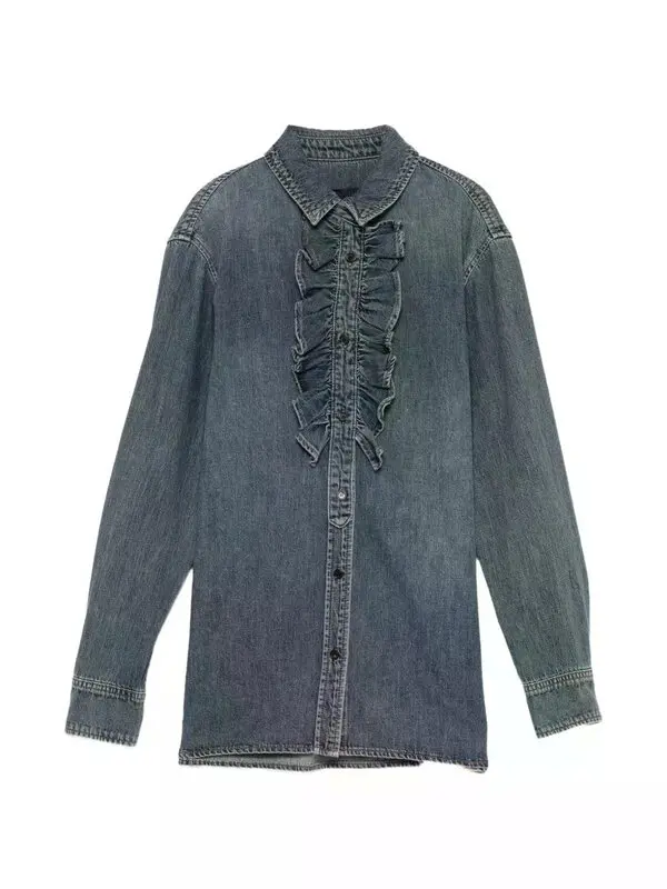 JUUN.J Ruffled Denim Shirt - Blue
