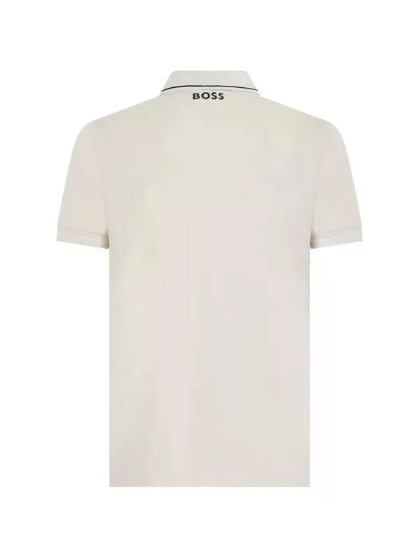 BOSS Logo-print Short-sleeve Polo Shirt - Neutrals