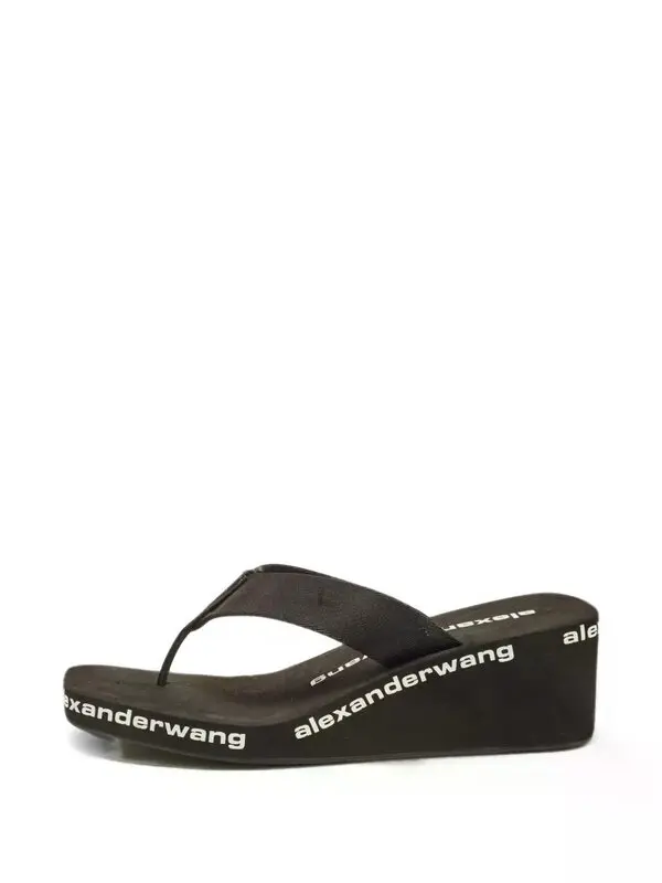 ALEXANDER WANG Logo-print Canvas Thong Wedge Sandals