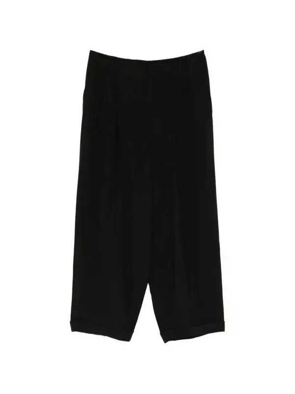 ANN DEMEULEMEESTER Pleated Turn-up Trousers - Black
