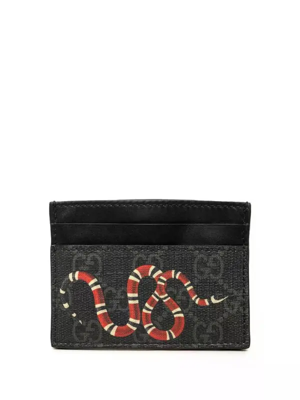 Gucci 2016-2022 Gg Supreme Kingsnake Card Holder - Grey