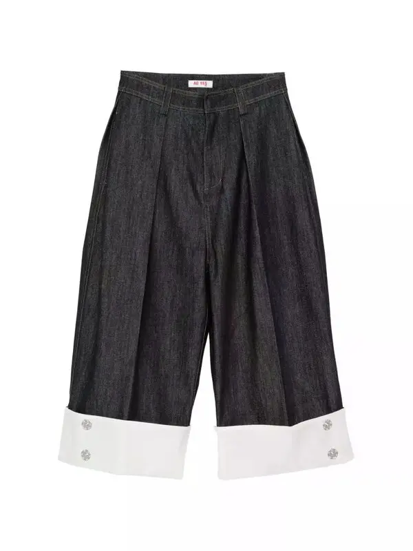 AO YES Pleated Turn-up Jeans - Blue
