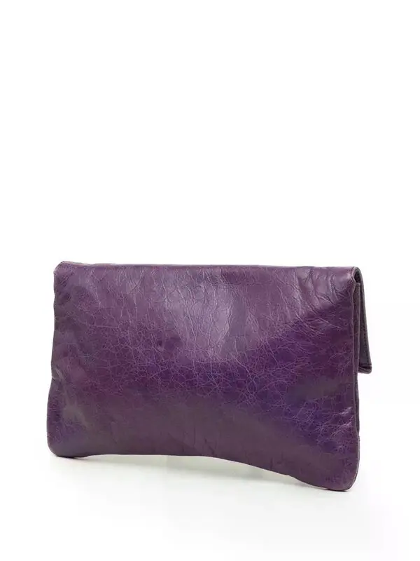 Balenciaga 2005-2026 Lambskin Motocross Classic Envelope Clutch Bag - Purple