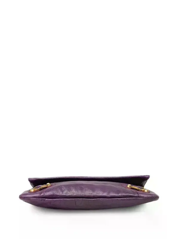 Balenciaga 2005-2026 Lambskin Motocross Classic Envelope Clutch Bag - Purple