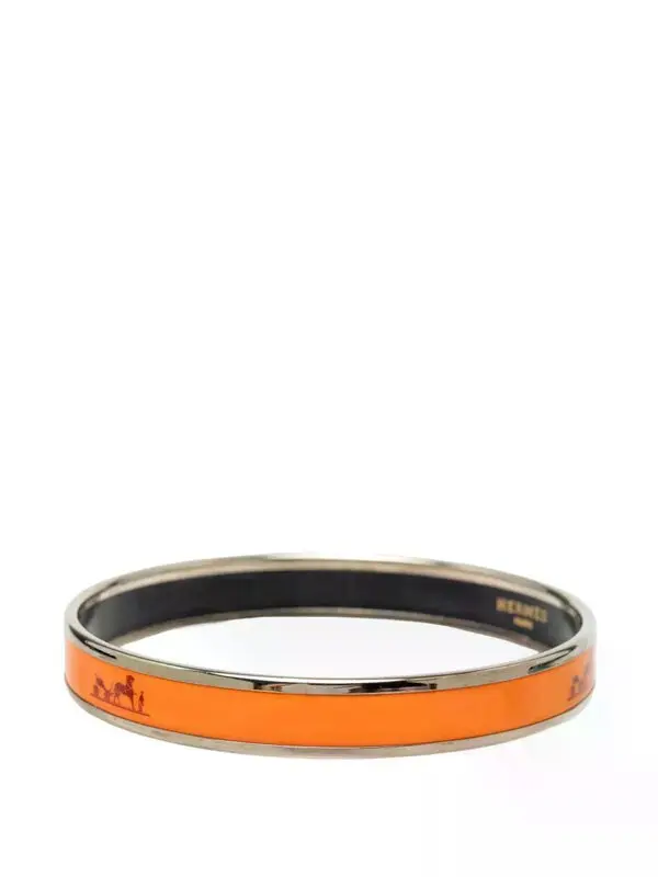 Hermès 1980-2000 Narrow Caleche Enamel Bangle 70 Costume Bracelet - Orange