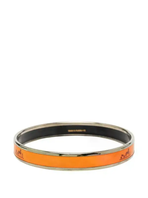 Hermès 1980-2000 Narrow Caleche Enamel Bangle 70 Costume Bracelet