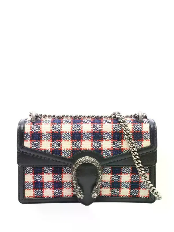 Gucci 2016-2026 Medium Tweed Check Dionysus Shoulder Bag - Black
