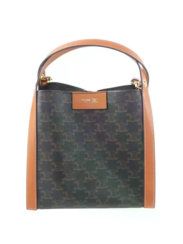 Celine 2025 Small Triomphe Coated Canvas Cube Satchel - Black