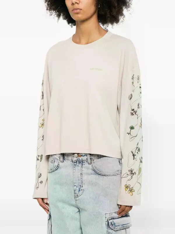 Off-White Floral-print Embroidered T-shirt
