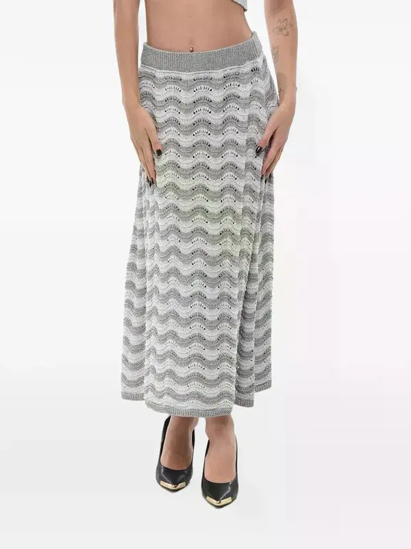 COLOUR MARKET Chevron-knit Midi Skirt