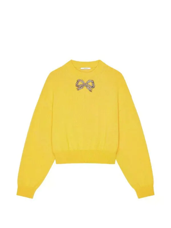 Givenchy Sweater In Wool And Cotton With Embroidered Bow - Yellow