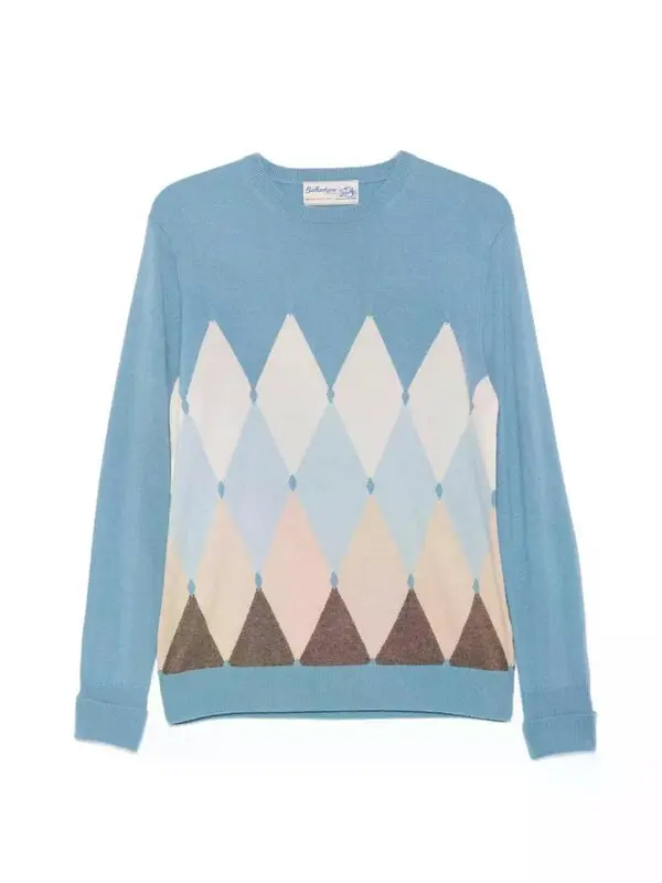 BALLANTYNE Argyle Pattern Crew-neck Sweater - Blue