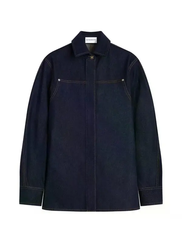 Givenchy Contrast-stitch Denim Shirt - Blue