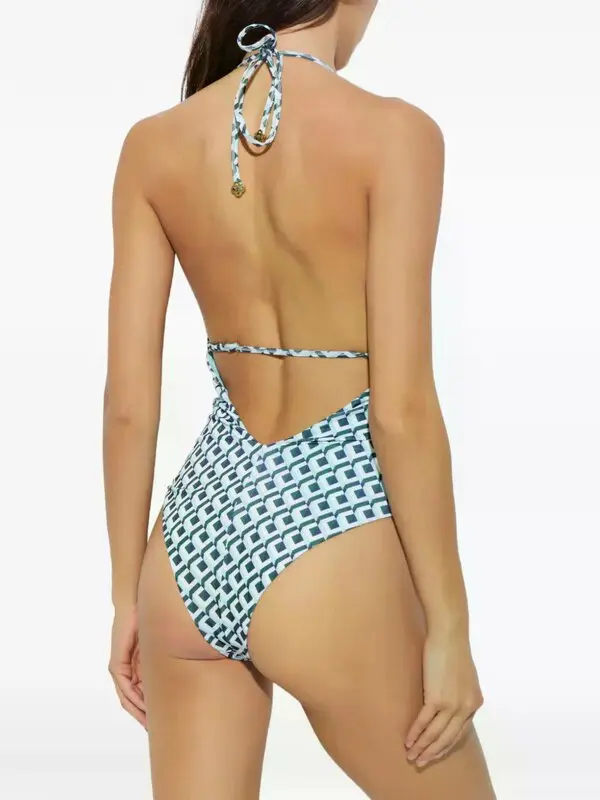 Casablanca Cubist Cc Monogram Plunge Swimsuit
