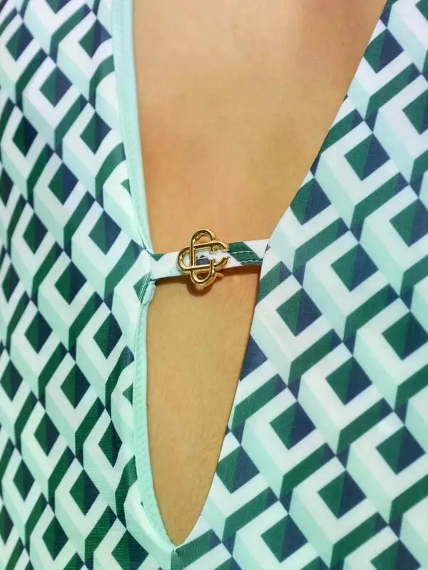 Casablanca Cubist Cc Monogram Plunge Swimsuit