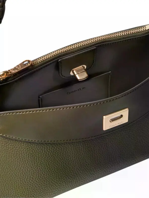 Calvin Klein Grainy-texture Twist-lock Shoulder Bag - Green