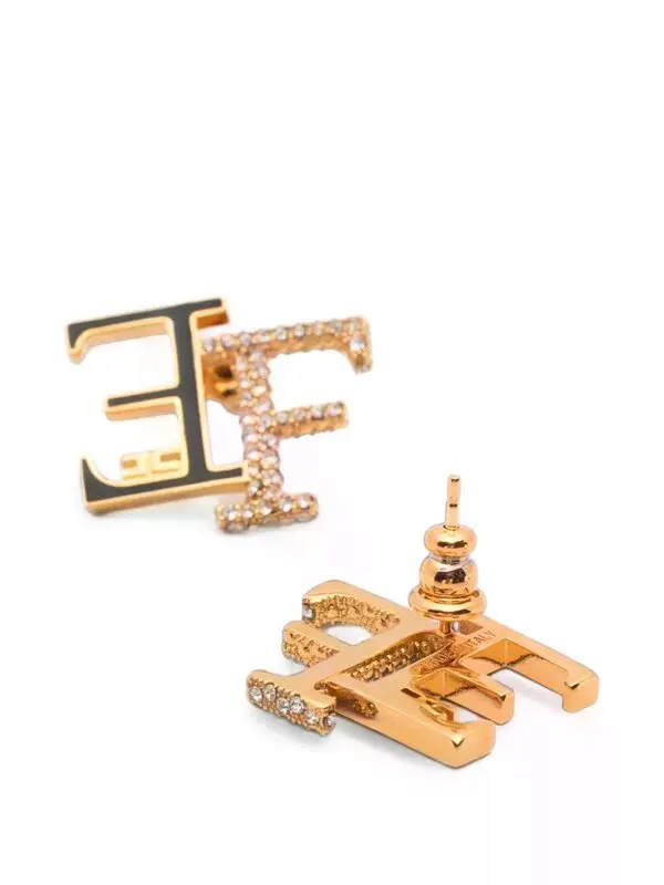 Elisabetta Franchi Logo-plaque Crystal-embellished Earrings