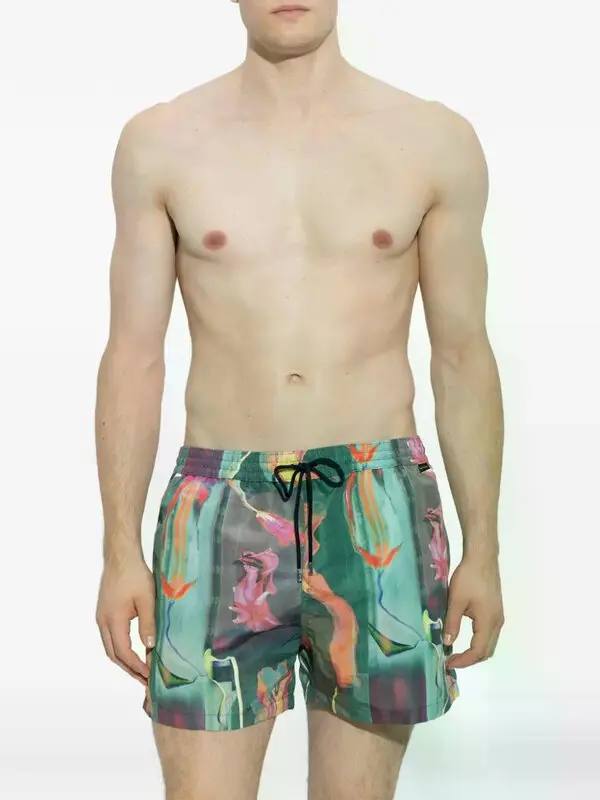 Paul Smith Glitch Floral' Print Swim Shorts