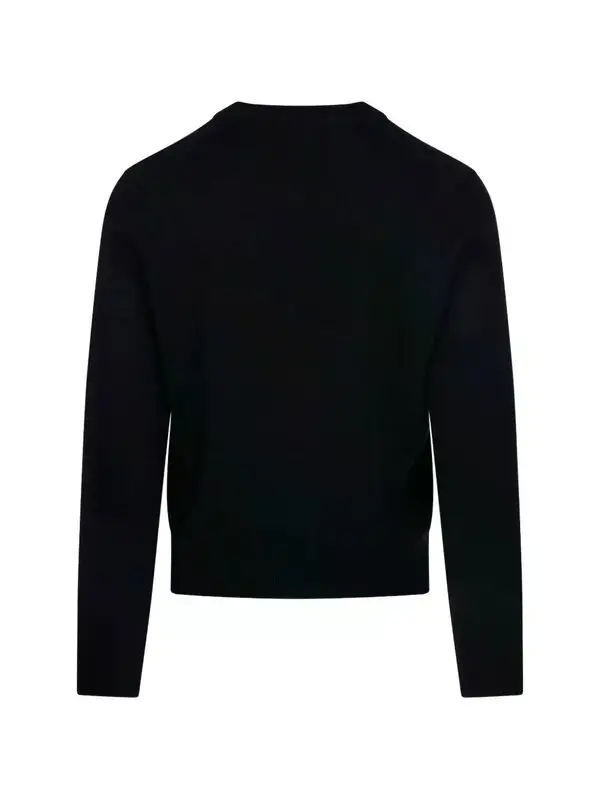 AMI Paris V-neck Wool Cardigan With De Coeur