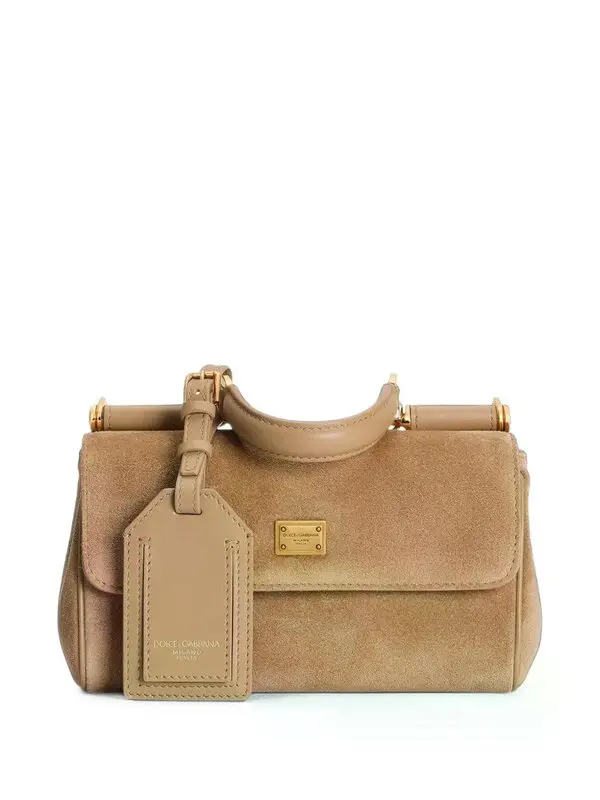Dolce & Gabbana Mini My Sicily Handbag In Split Leather - Neutrals