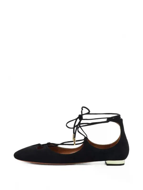 AQUAZZURA Christy Ankle-wrap Ballet Flats - Black