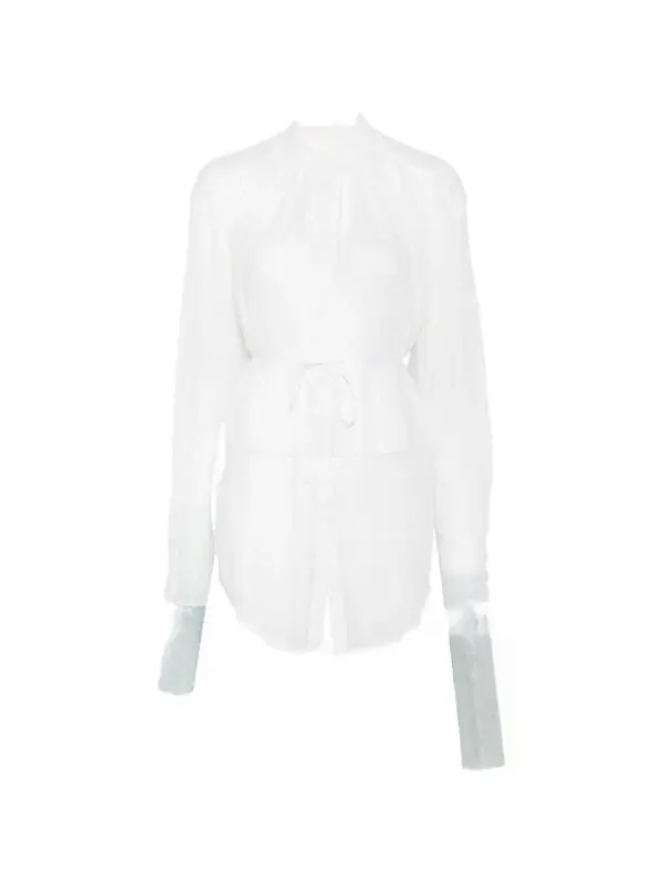 Isabel Benenato Gathered Tie-waist Blouse