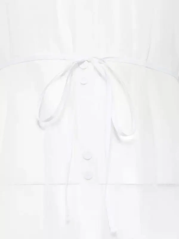 Isabel Benenato Gathered Tie-waist Blouse