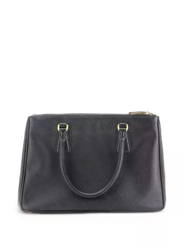 Prada Double Zip Lux Saffiano Leather Small Tote Bag - Black