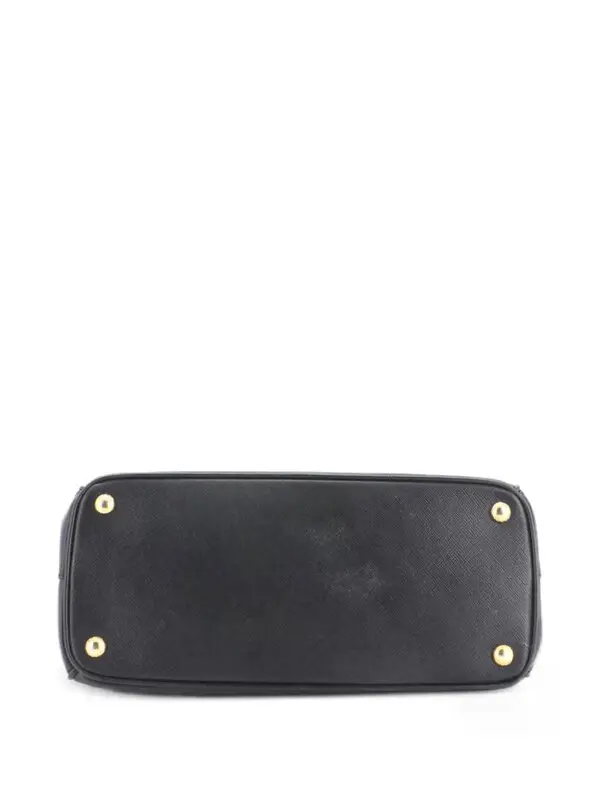 Prada Double Zip Lux Saffiano Leather Small Tote Bag - Black