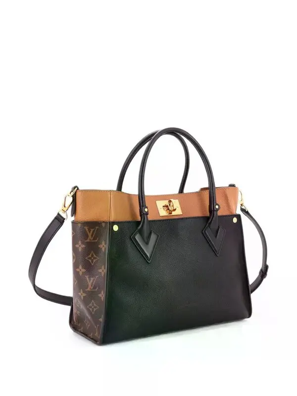 LOUIS VUITTON On My Side Leather With Monogram Canvas Mm Tote Bag