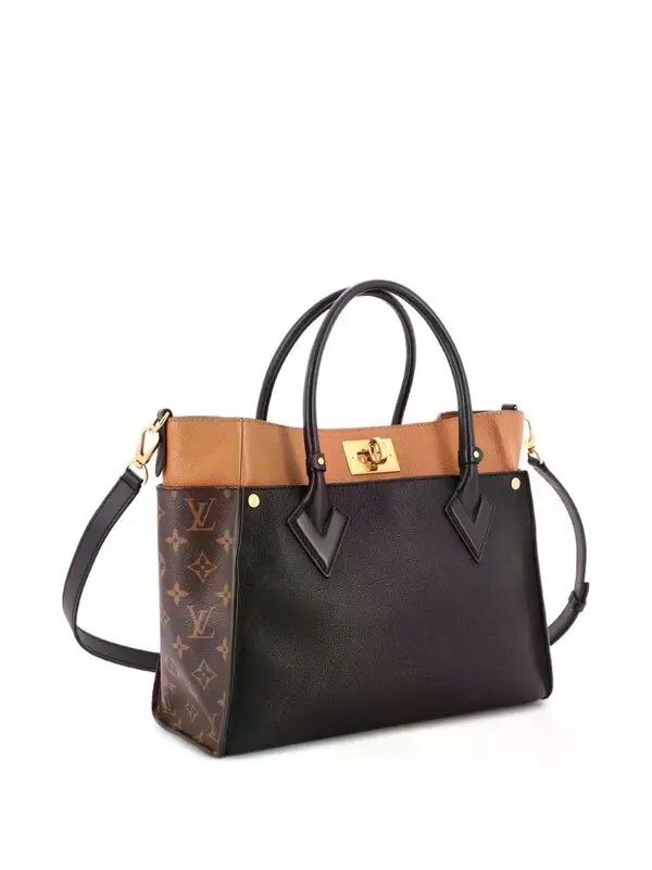 LOUIS VUITTON On My Side Tote Bag Leather With Monogram Canvas Mm