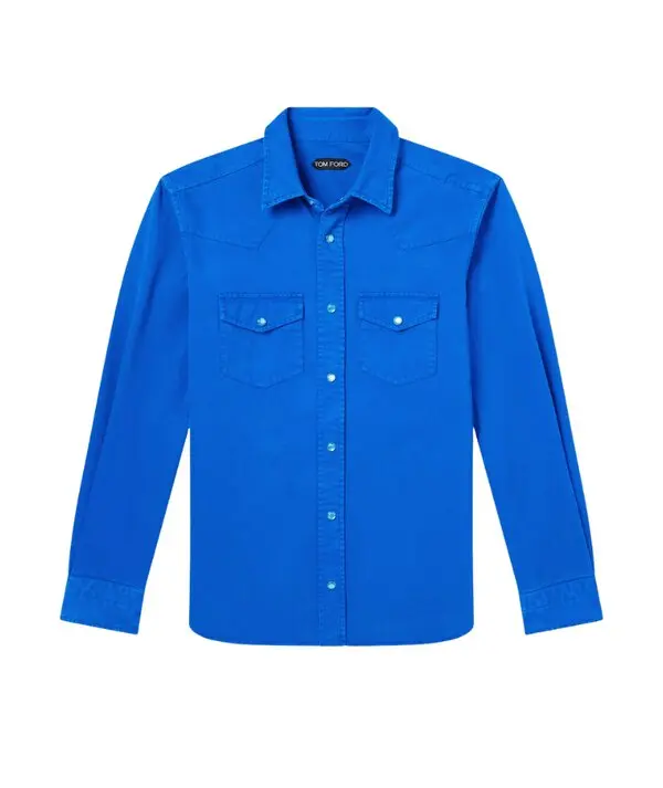 TOM FORD Garment-dyed Denim Shirt - Black