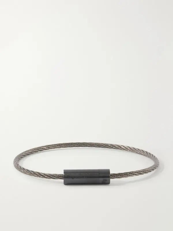 Le Gramme 7g Brushed Sterling Silver And Ceramic Cable Bracelet