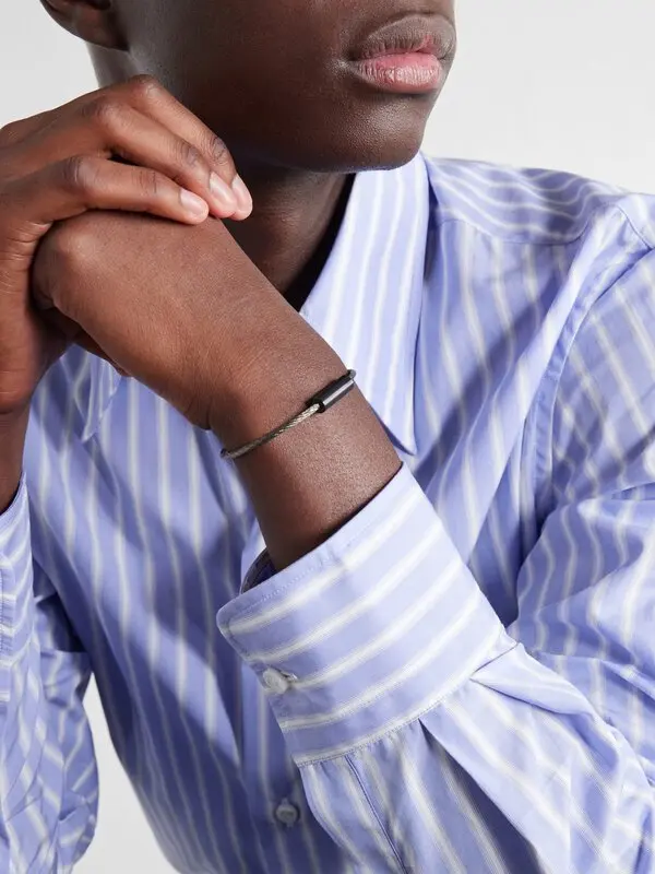 Le Gramme 7g Brushed Sterling Silver And Ceramic Cable Bracelet