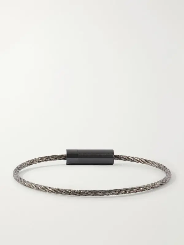 Le Gramme 7g Brushed Sterling Silver And Ceramic Cable Bracelet
