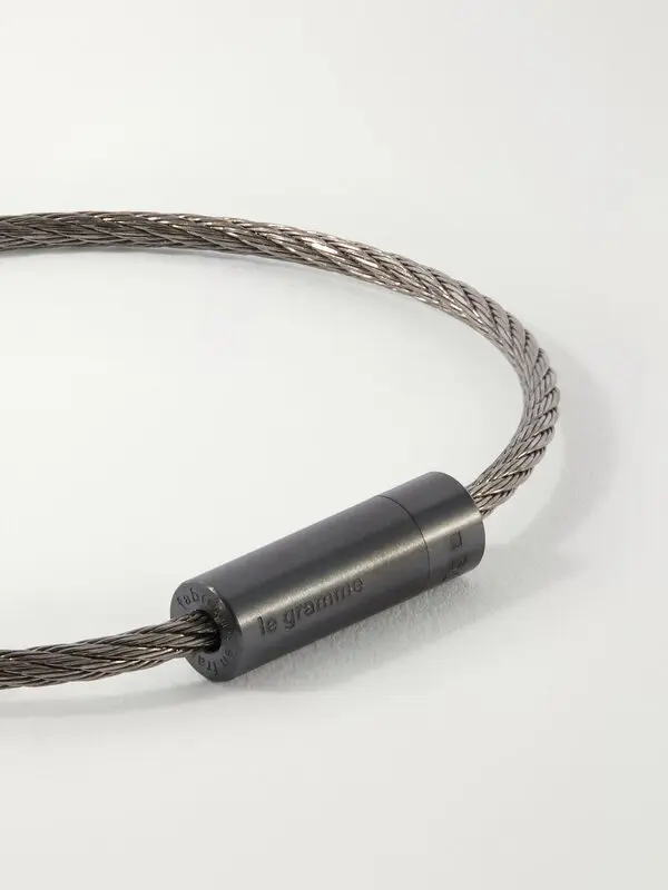 Le Gramme 7g Brushed Sterling Silver And Ceramic Cable Bracelet