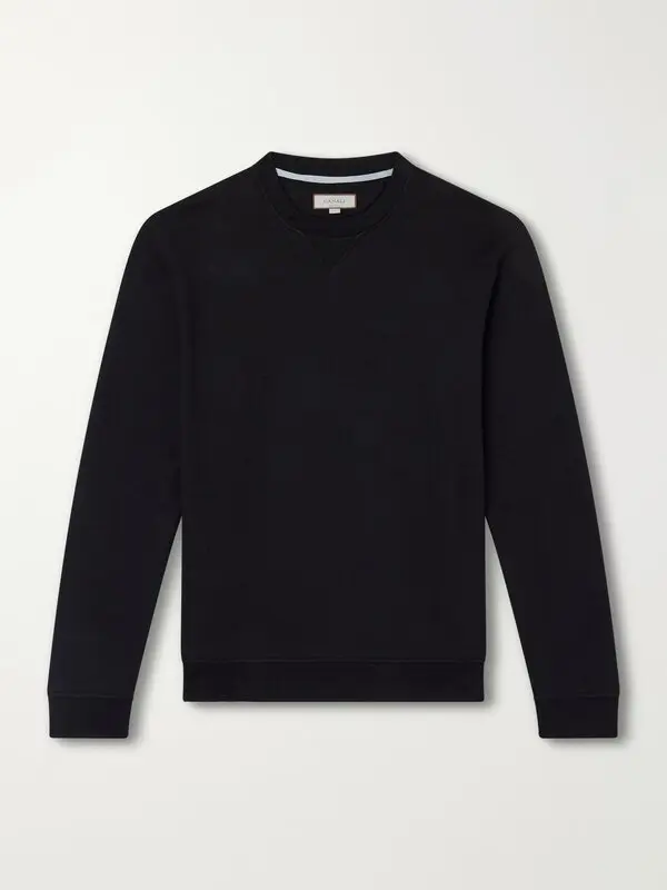 Canali Cotton And Cashmere-blend Jersey Sweatshirt - Black