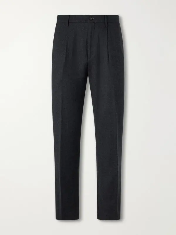 Canali Straight-leg Wool-flannel Trousers - Blue