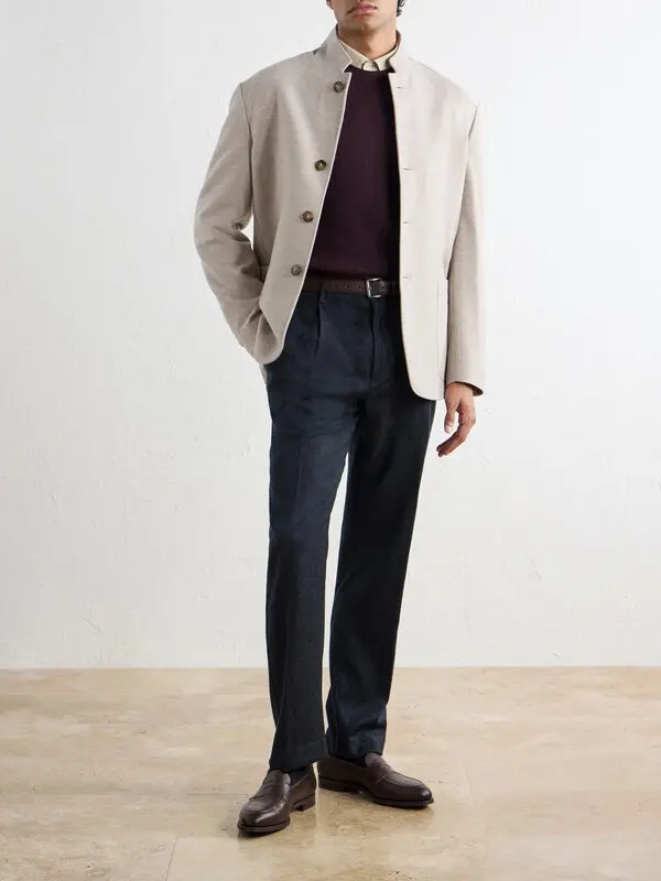 Canali Straight-leg Wool-flannel Trousers