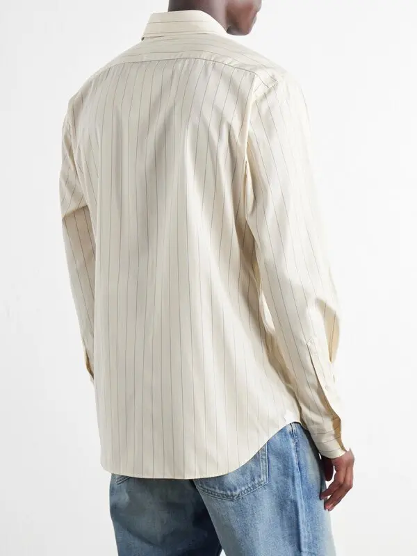 Husbands Striped Cotton And Lyocell-blend Poplin Shirt