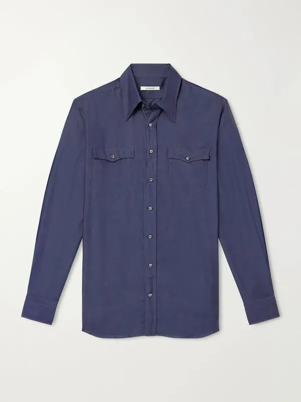 Husbands Cotton And Silk-blend Twill Shirt