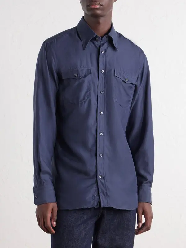 Husbands Cotton And Silk-blend Twill Shirt