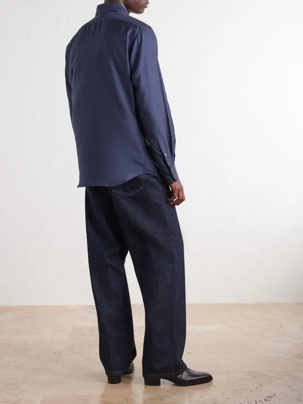 Husbands Cotton And Silk-blend Twill Shirt