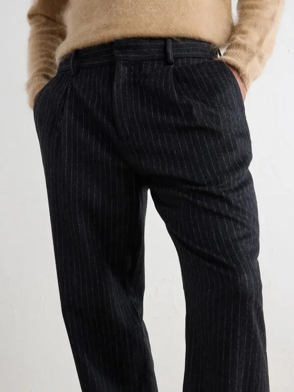 Barena Venezia Straight-leg Pleated Pinstriped Wool-blend Trousers