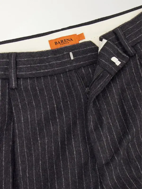 Barena Venezia Straight-leg Pleated Pinstriped Wool-blend Trousers