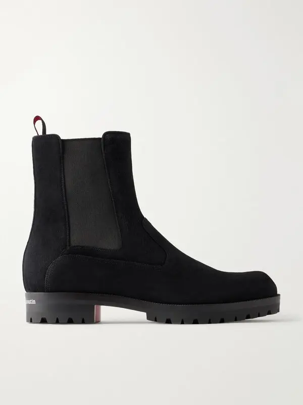CHRISTIAN LOUBOUTIN Carvenos Suede Chelsea Boots - Black