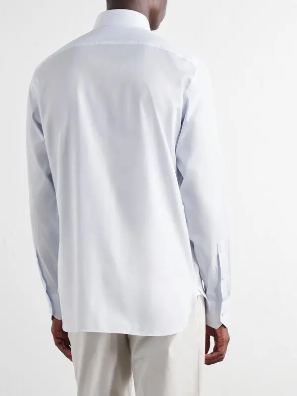 Zegna Cutaway-collar Striped Cotton-poplin Shirt