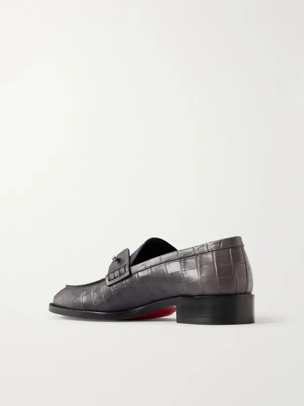 CHRISTIAN LOUBOUTIN Chambelimoc Croc-effect Leather Loafers