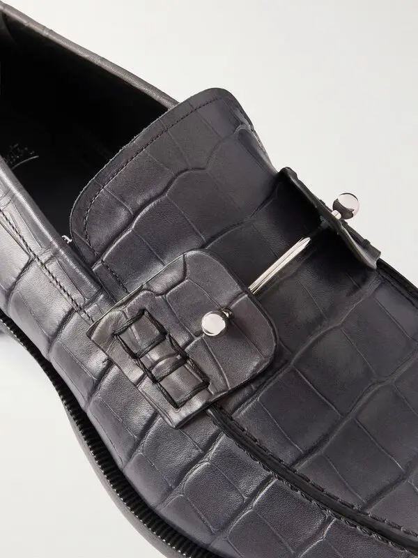 CHRISTIAN LOUBOUTIN Chambelimoc Croc-effect Leather Loafers